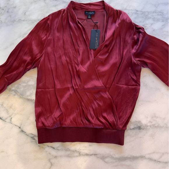 Current Air | Tops | Current Air Surplice Satin Long Sleeve Top | Poshmark